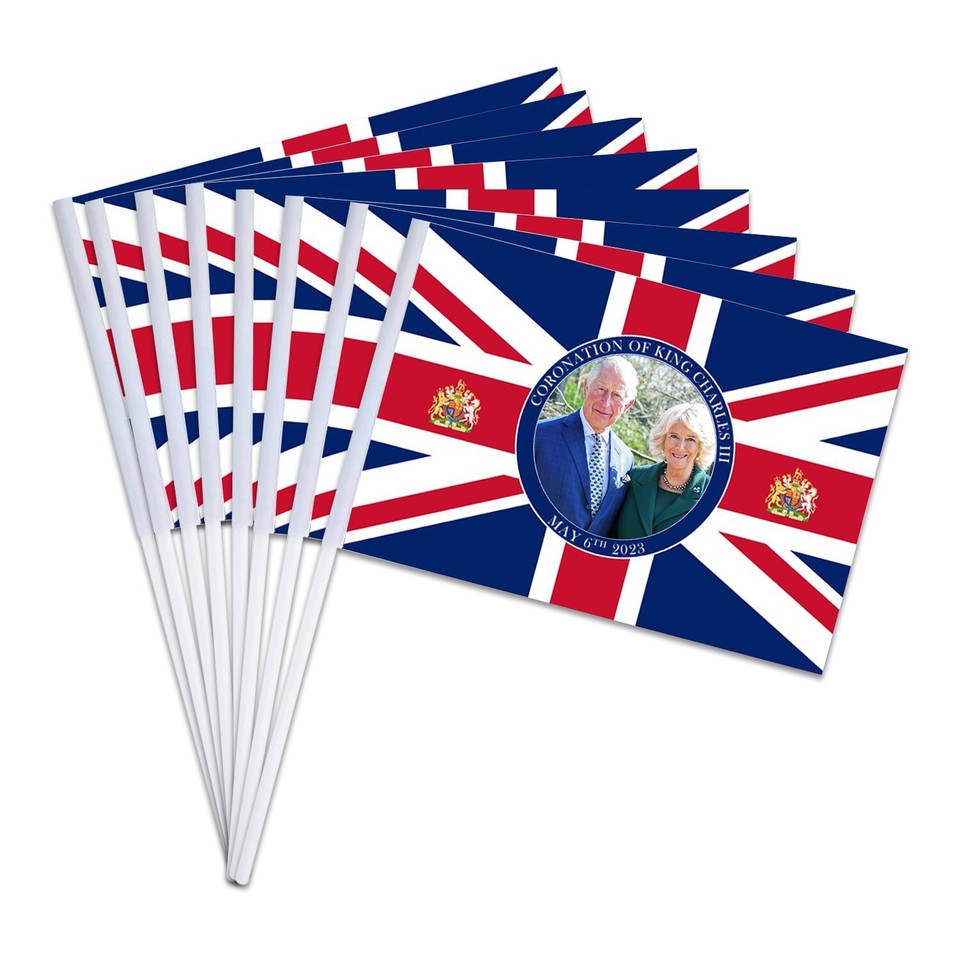 British Hand Flags with Charles & Camilla 30x20cm UK Royal Party Parade ...