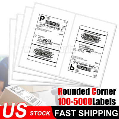 200-5000 Half Sheet Shipping Labels Page 8.5x5.5 Self Adhesive Round 2 ...