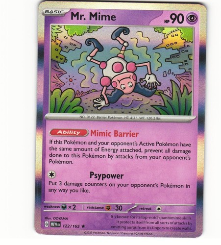 2023 Near Mint Pokemon Mr. Mime 122/165 Holo Scarlet Violet 151 MEWen ...