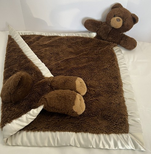 My BAnky Brown Bear Security Blanket Vintage Satin Trim Brown Cream ...