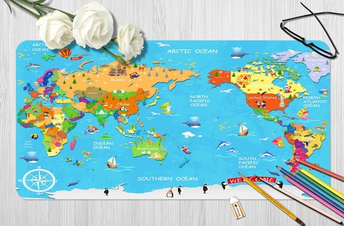 3D Lovely World Map 2230 Non-slip Office Desk Mouse Mat Large Keyboard ...