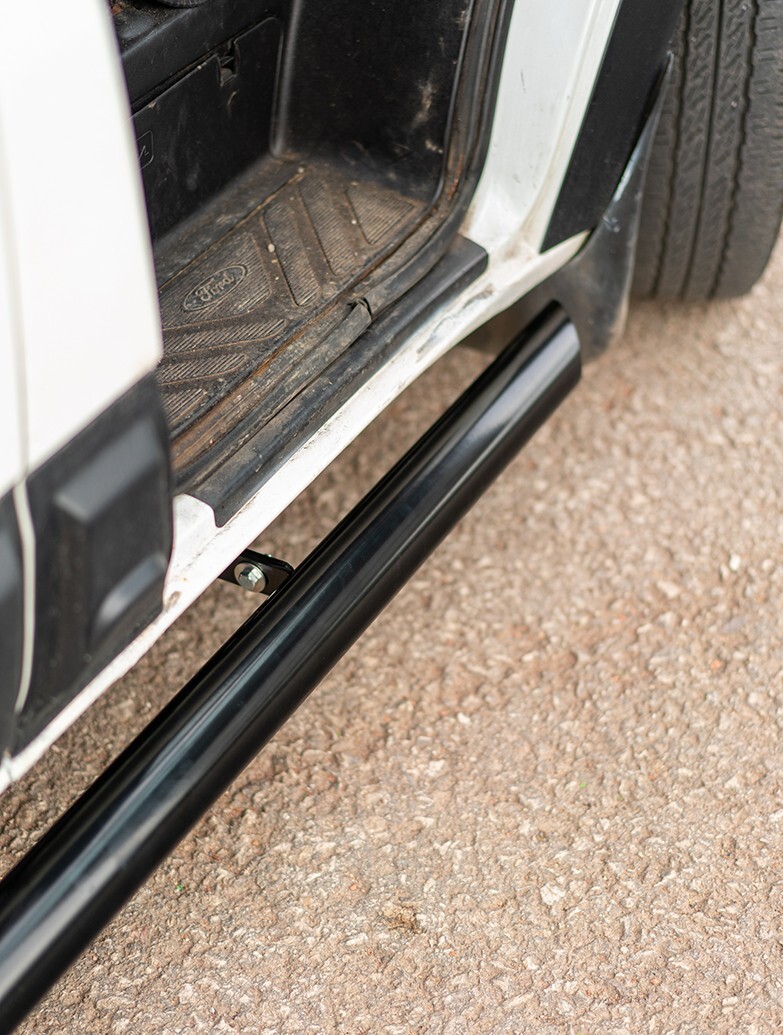FITS FORD TRANSIT MK6 MK7 SWB 76MM SLASH CUT BLACK STEEL SIDE BARS NO ...