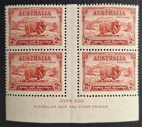 1934 Australia Ash Imp Blk 4X2d Carmine John Macarthur Merino Sheep ...