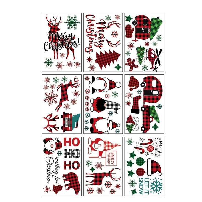 9PCS Christmas Sticker Dwarf Shape Electrostatic Glass Stickers ...