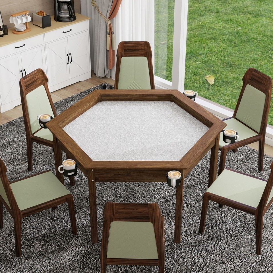 Board Game Table w/Removable Table Top,Hexagon Gaming Table w/Non-Slip ...