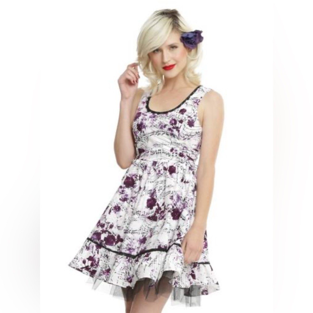 Hot Topic Rose Music Notes Dress Gothic Corset Ruffle… - Gem