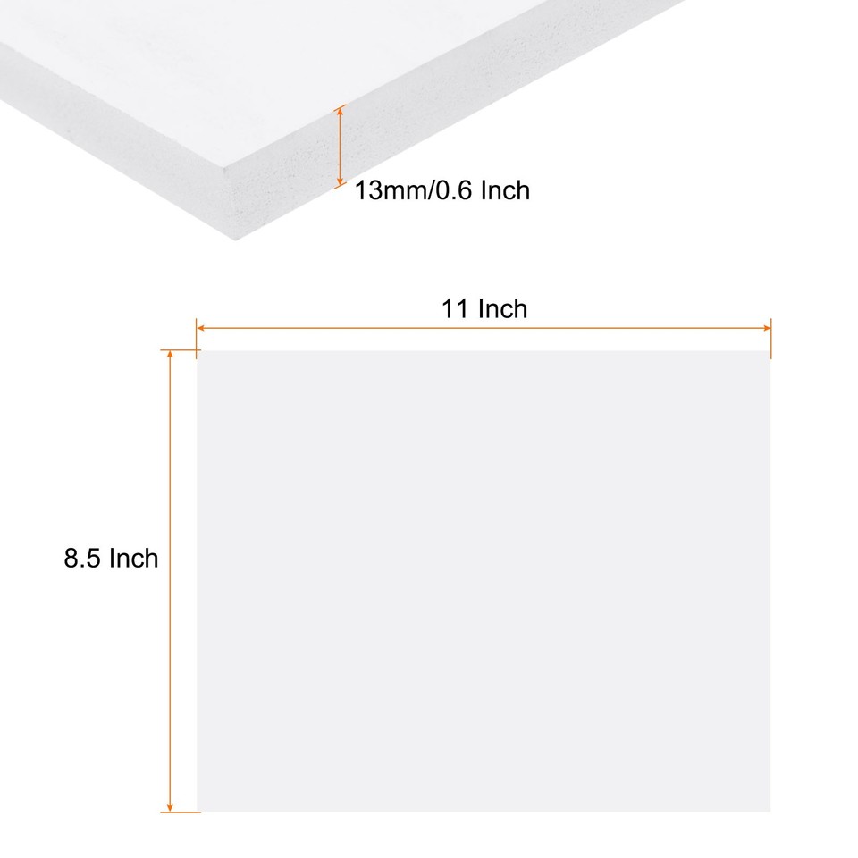 Expanded PVC Plastic Sheet 12" Thick, 8.5"x11" Rigid Foam Sheet White ...
