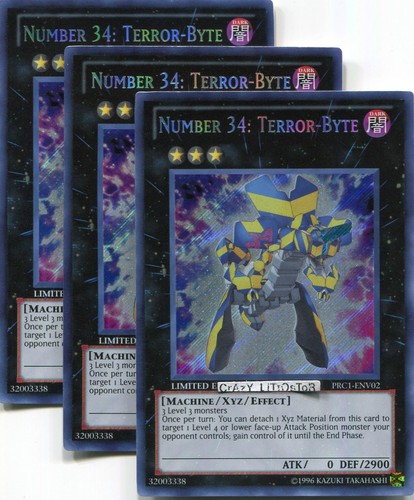 3 X YU-GI-OH NUMBER 34: TERROR-BYTE LIMITED SECRET RARE MINT PRC1-ENV02 ...