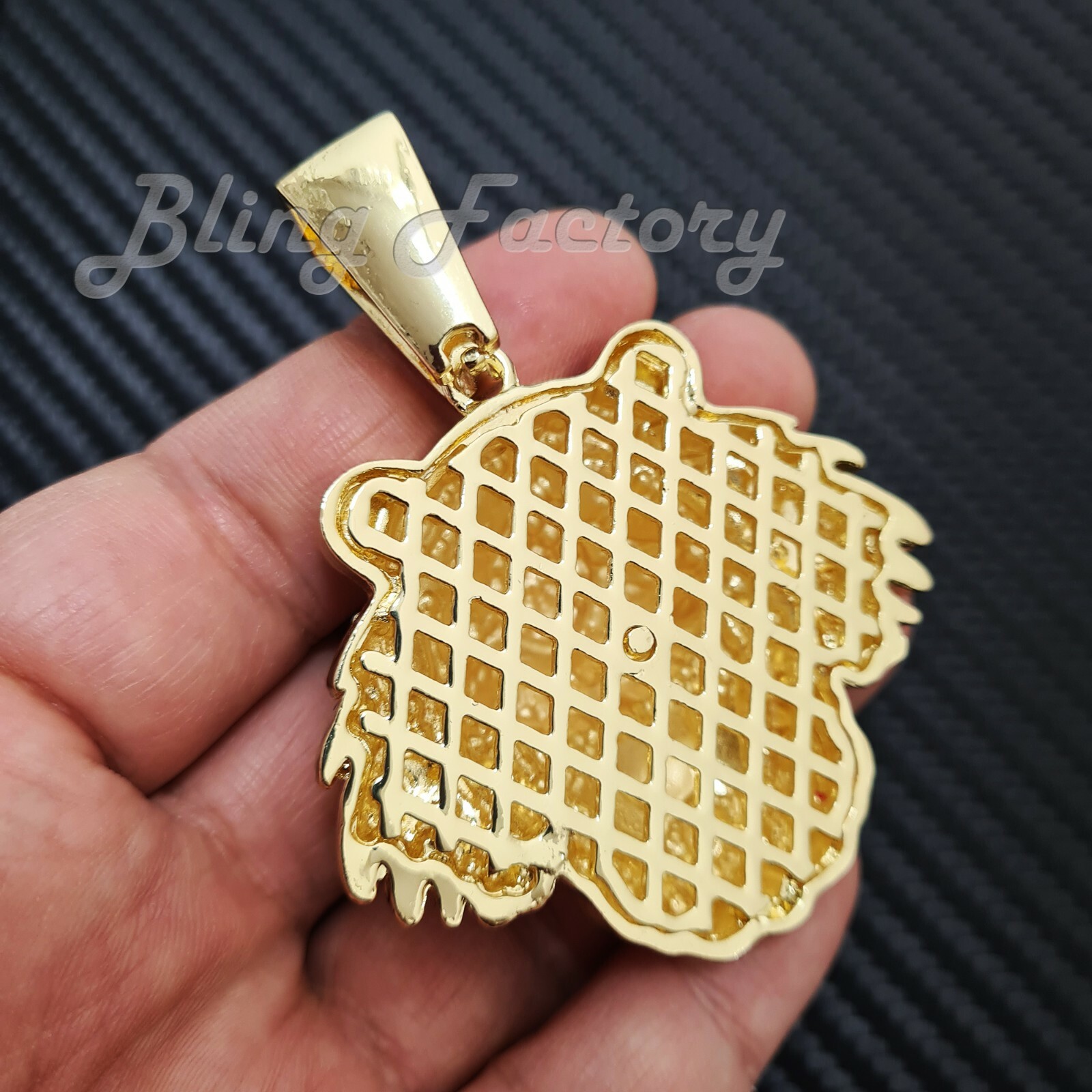 Gold PT Large Tiger Pendant & 12mm 16" ~ 30" Iced Box Lock Cuban Chain ...