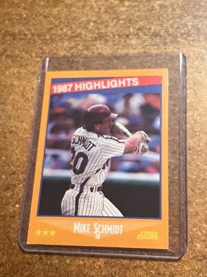 1988 Score Baseball 1987 Highlights # 657 Mike Schmidt Hits 500th Home ...