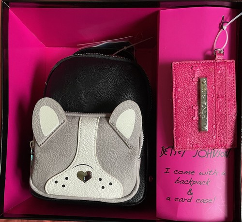 BETSEY JOHNSON FRENCHIE BOSTON TERRIER BACKPACK AND CARD CASE GIFT SET ...