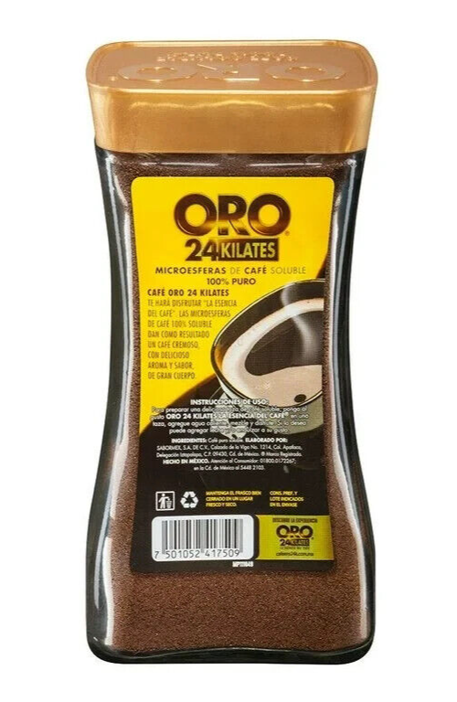 4X Oro 24 Kilates Café Microesferas Instant Coffee w/Microspheres 160g ...