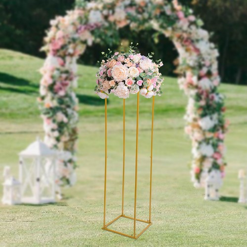 Metal Column Flower Stand Wedding Backdrop Stand Gold Flower Decor ...