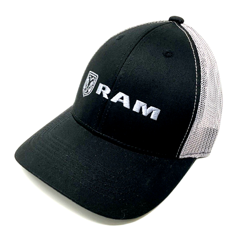 DODGE RAM LOGO BLACK GREY MESH TRUCKER ADJUSTABLE CURVED BILL SNAPBACK ...