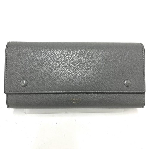 Very CELINE Celine Long Wallet Multi Function Leather Gray | eBay