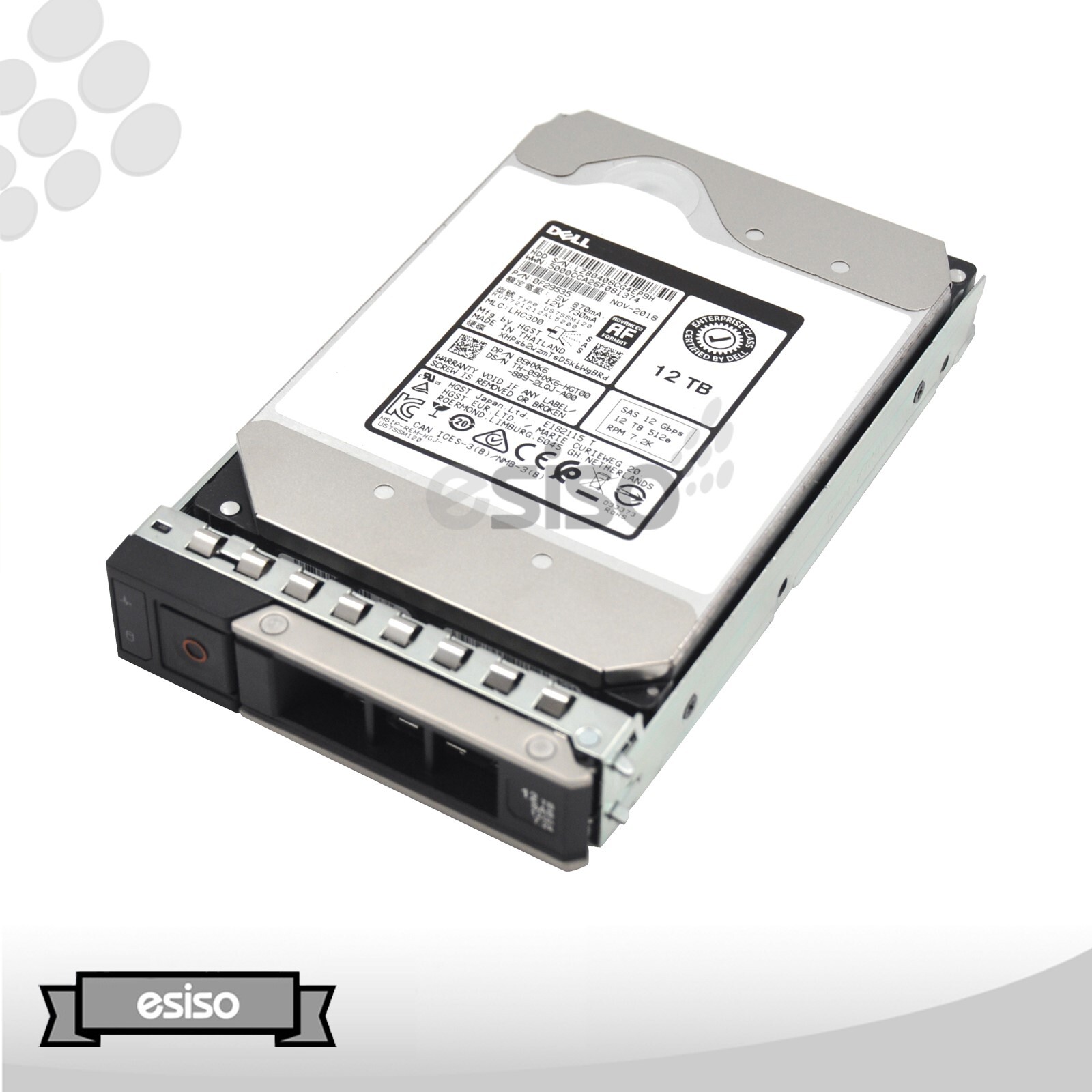 9HXK6 HUH721212AL5200 DELL 12TB 7.2K 12G 3.5" SAS 512E HDD FOR DELL ...