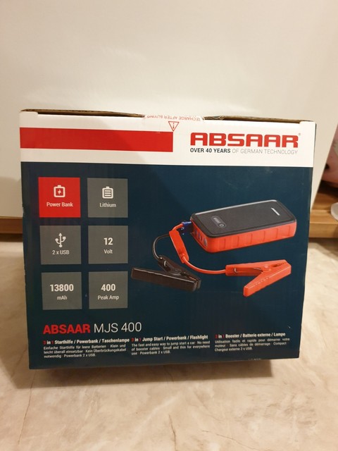 ABSAAR 145005 Jump Starter Starthilfekabel - Schwarz/Rot, 13800mAh ...