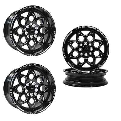 VMS Racing Black Lip Drag Wheels Drag Pack 5 Lug 15x8 & 15x3.5 5x114.3 ...