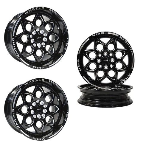 VMS Racing Black Lip Drag Wheels Drag Pack 5 Lug 15x8 & 15x3.5 5x114.3 ...