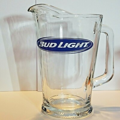 Bud Light Heavy Duty Glass Pitcher 60oz 9" Tall D Handle Mexico | eBay