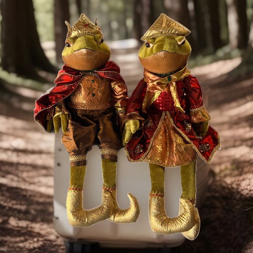 Vintage Frog Prince Princess Jester Shelf Sitter Plush 18" Lot of 2 ...