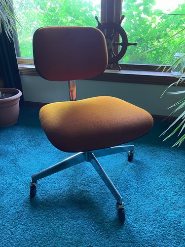Vintage Steelcase Orange Chrome Mid-Century Modern Rolling Swivel ...