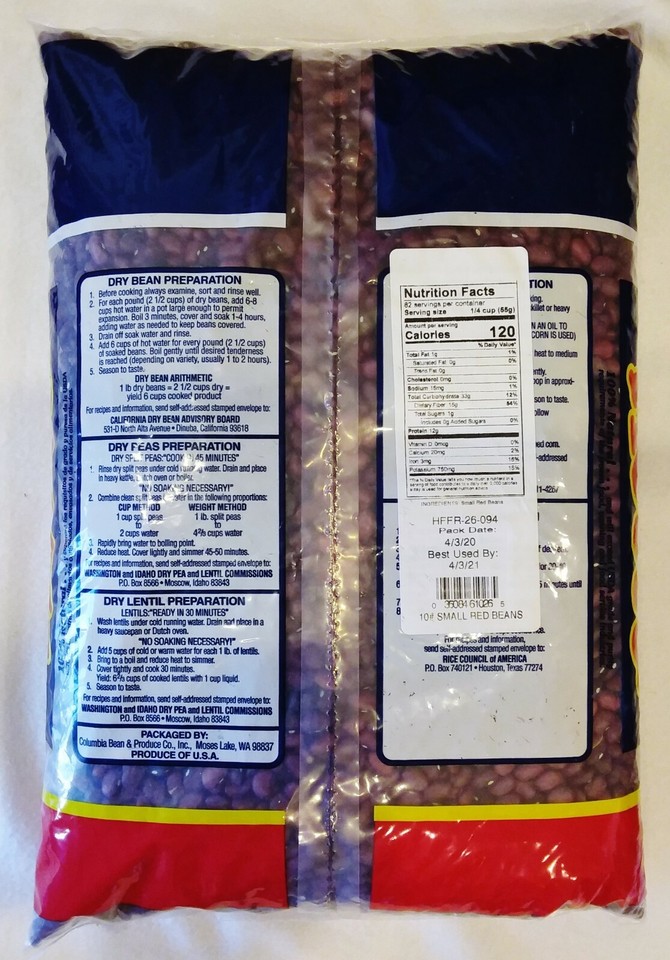 1 BAG Fiesta Small Red BEANS 10 LBS Best By 04/2021 | eBay