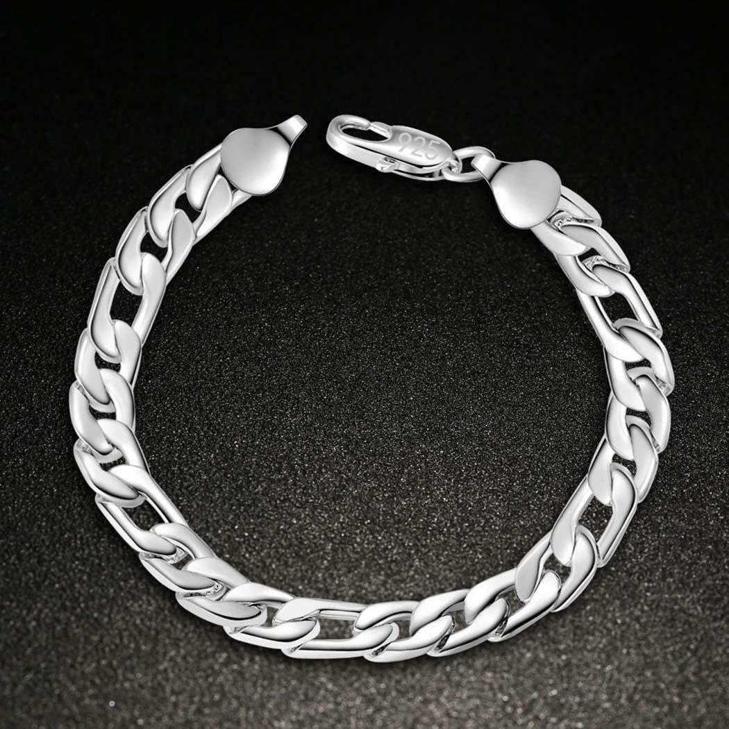 Women Men Vintage Silver Plated Chain Link Bracelets Party Jewelry 20cm ...