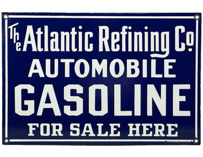 VINTAGE ATLANTIC GASOLINE PORCELAIN SIGN GAS STATION PUMP PLATE MOTOR ...