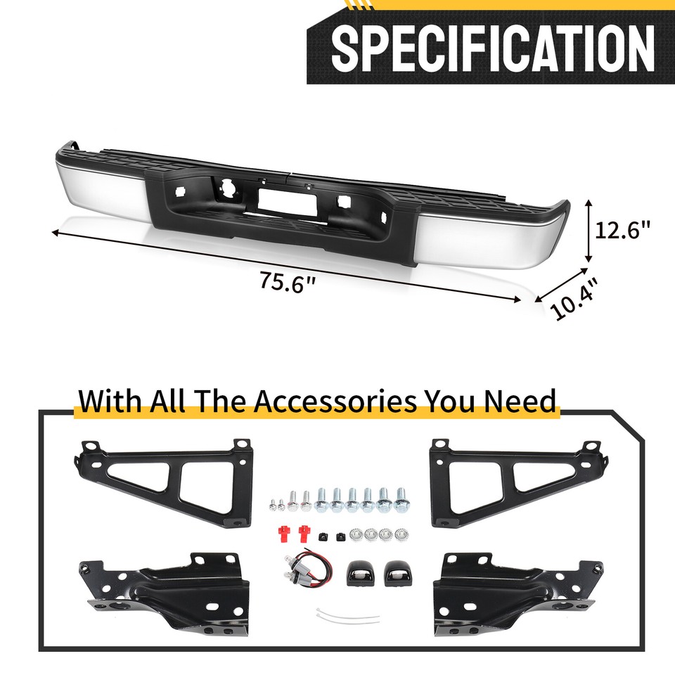 Complete Chrome Rear Step Bumper For 2007-2013 Chevy Silverado GMC ...