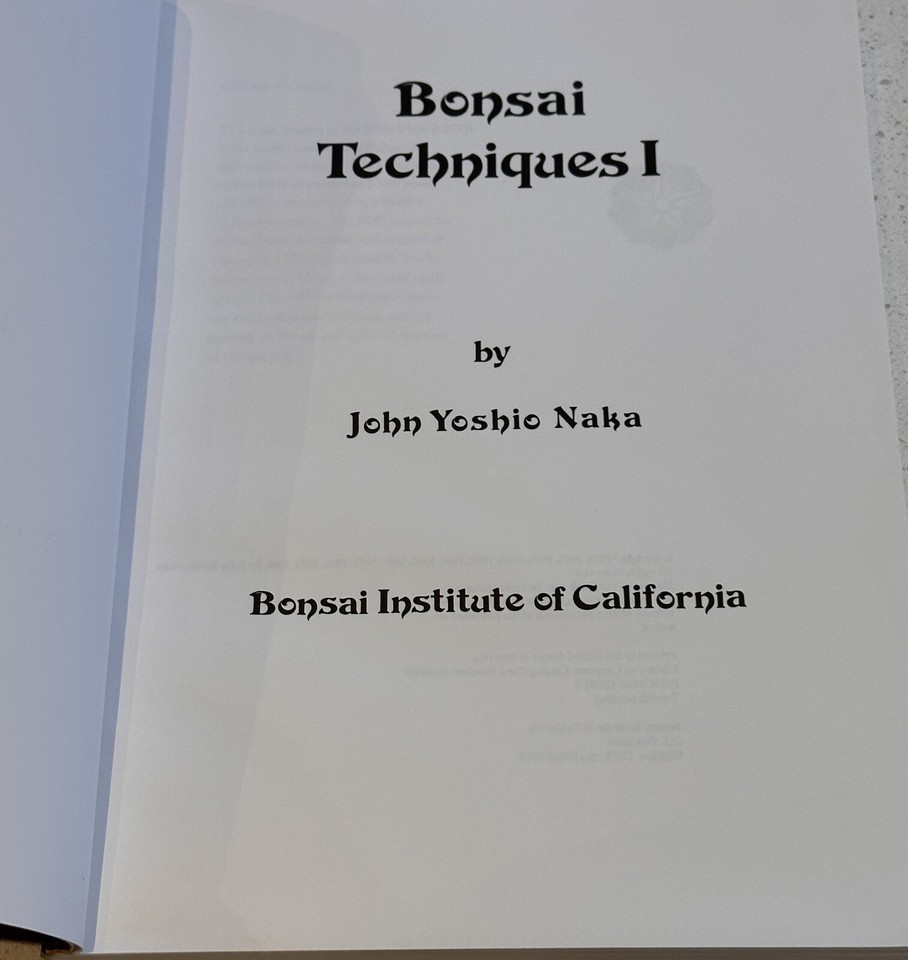 Bonsai Techniques 1 by John Yoshi Naka English Book | eBay UK