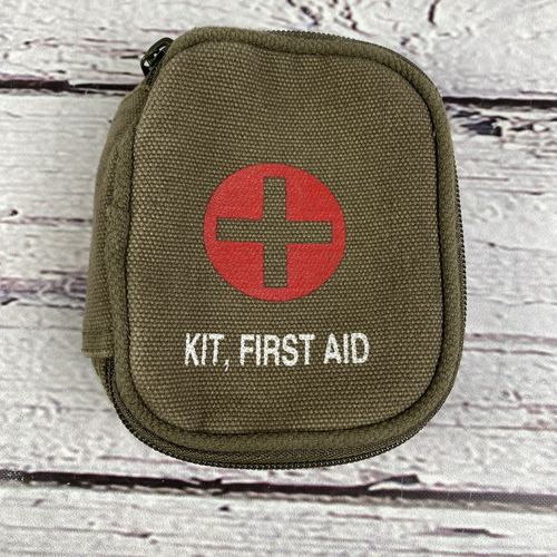 First Aid Kit Canvas Bag Pouch w/ Belt Loop Empty Zipper Closure Pre ...