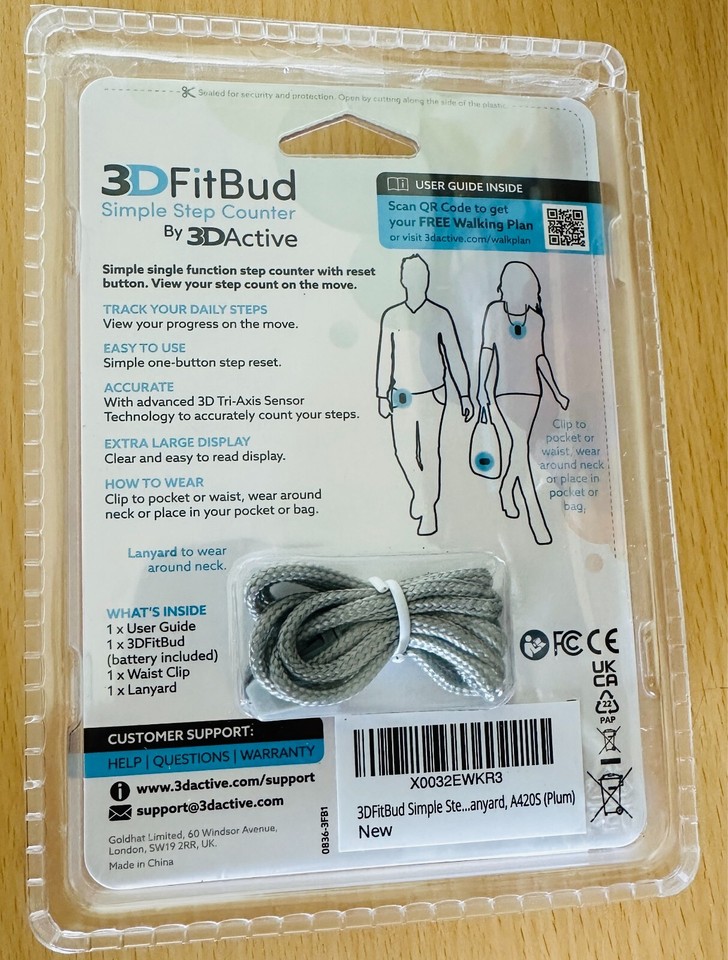 3DFitBud Simple Step Counter Walking 3D Pedometer from 3DActive with ...