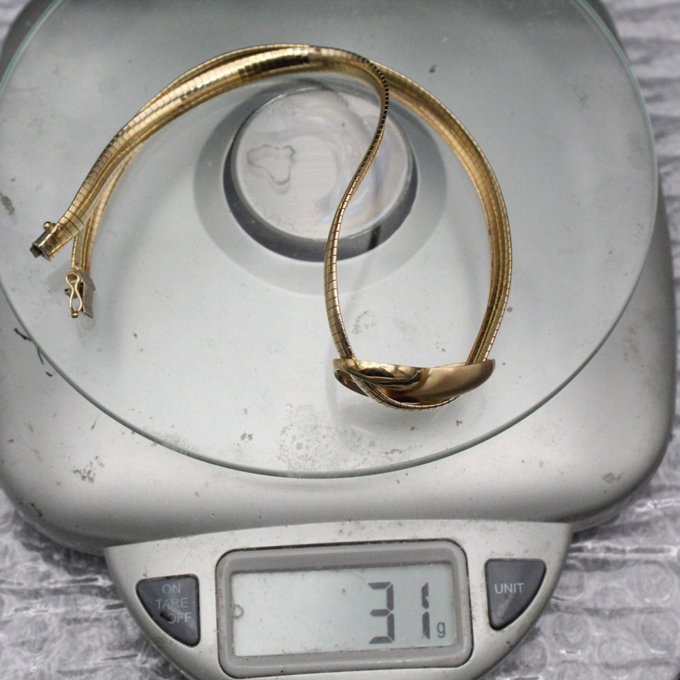 14K Yellow Gold Infinity Pendant Slide Omega Chain Choker Necklace 31 ...