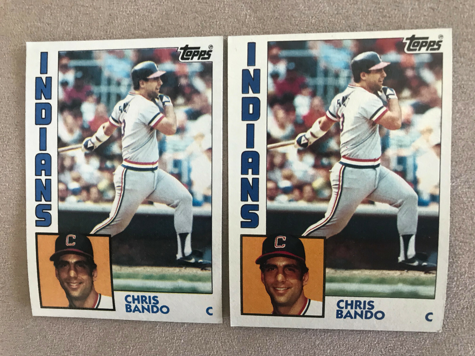 1984 Topps Baseball 2 Card Lot #431 Chris Bando Cleveland Indians NmMt ...