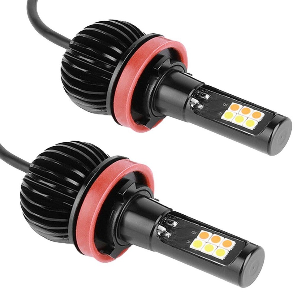 2X H11 H8 DUAL COLOR SWITCHBACK LED FOG LIGHT BULBS 6K/3K YELLOW+WHITE ...