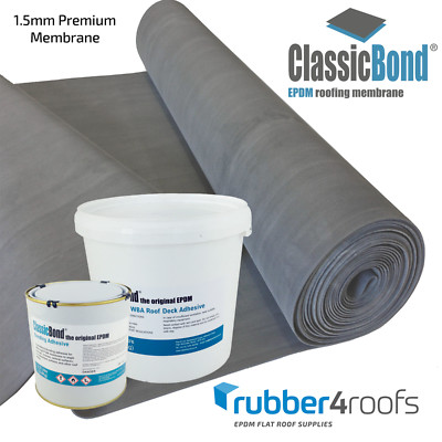 Heavy Duty Rubber roof kit for flat roofs, Includes 1.5mm Membrane and ...