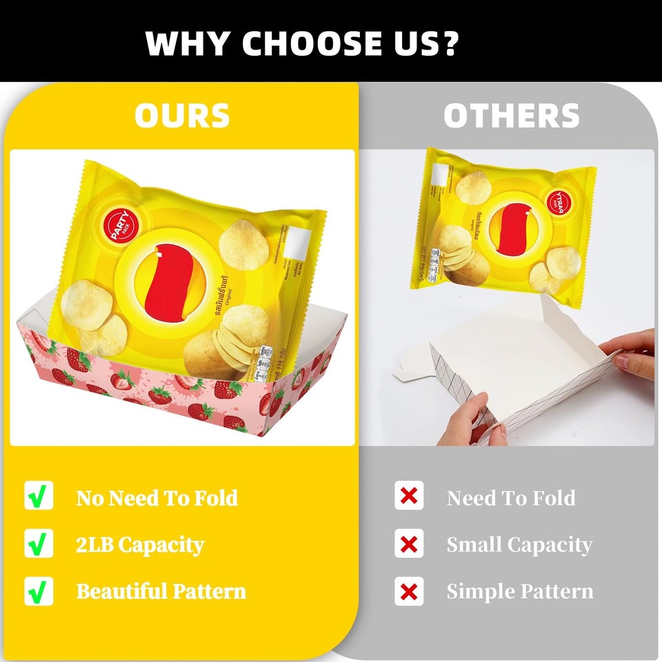 No Folding Required 50 Pack 2Lb Strawberry Paper Plates Disposable ...