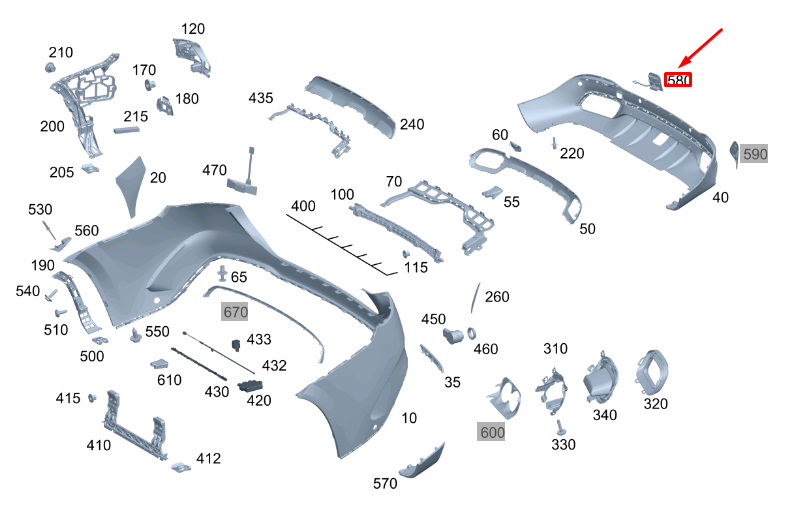 MERCEDES-BENZ GLE W167 Rear Bumper Tow Eye Cover A1678852703 NEW ...