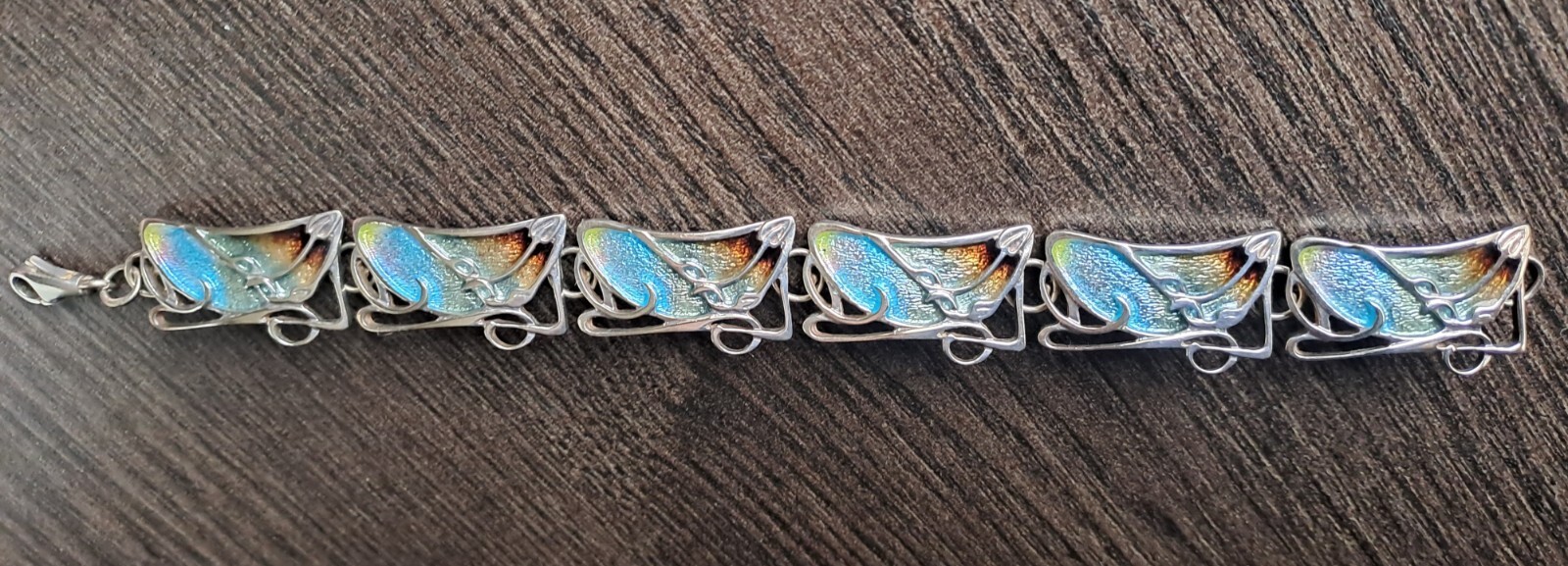 RARE ORTAK PAT CHENEY ART NOUVEAU SILVER & ENAMEL BRA… - Gem