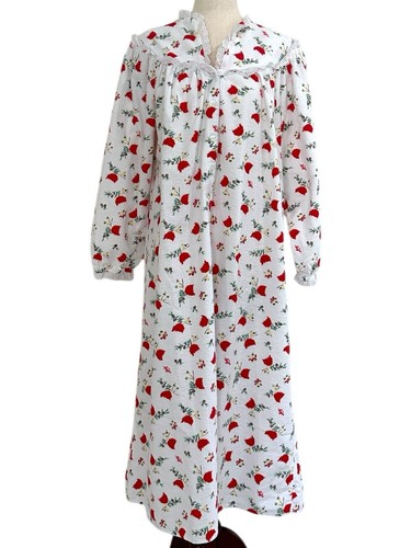 Lanz Of Salzburg Flannel Nightgown S Red Bird Cardinal Front Button ...