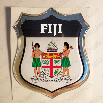 Sticker Fiji Emblem Coat of Arms Shield 3D Resin Domed Gel Vinyl Decal ...
