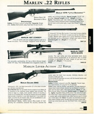 2001 Print Ad Marlin 15YN Little Buckaroo, 1897 Cowboy, 7000T, Golden ...