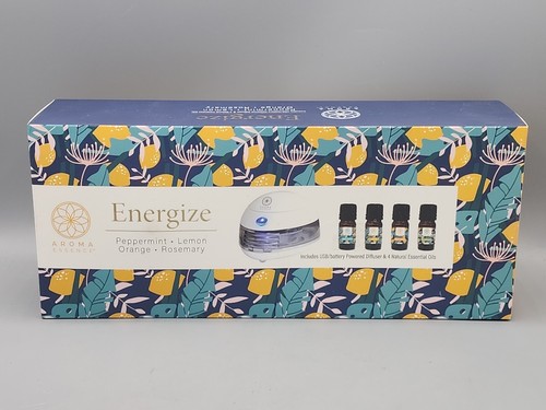 Energize Aroma Essence 4 Essential Oils & Diffuser Lemon Rosemary Peppermint | eBay