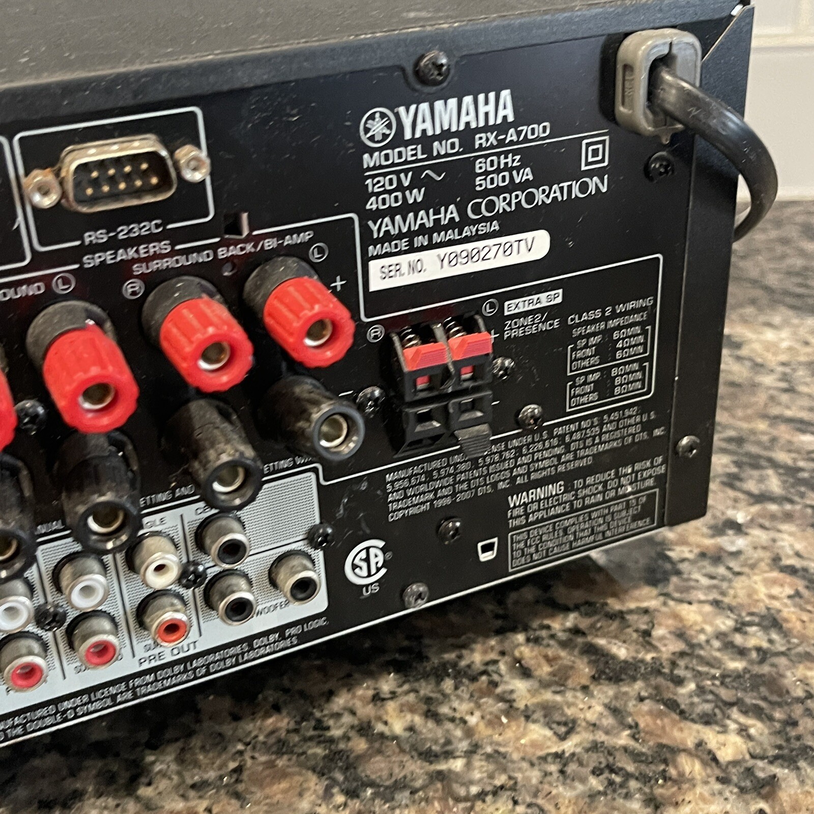 Yamaha Aventage RX-A700 AV HDMI Surround Sound Receiver Untested POWERS ...