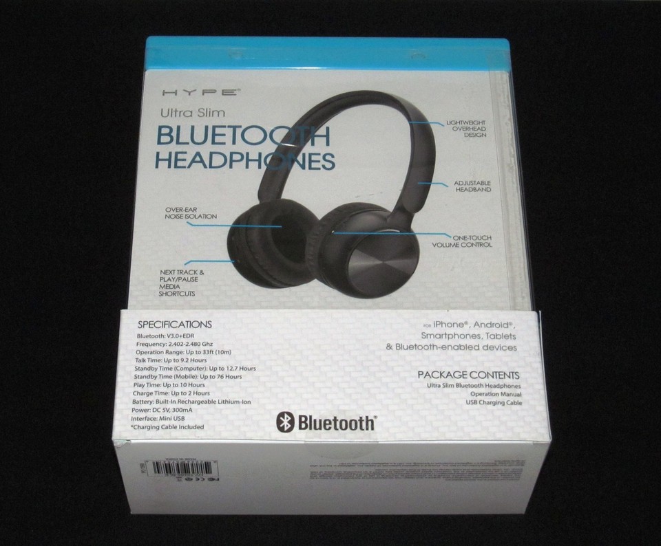 Hype Ultra Slim Rechargeable Bluetooth Wireless Headphones- Brand New ...