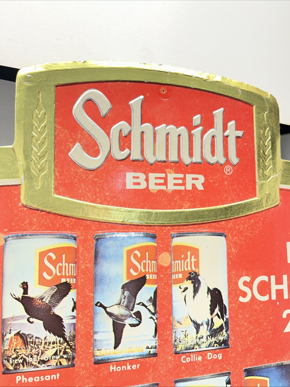 Vintage Schmidt Beer Can Sign Foil Over Cardboard Enjoy 21 Ways 1978 ...