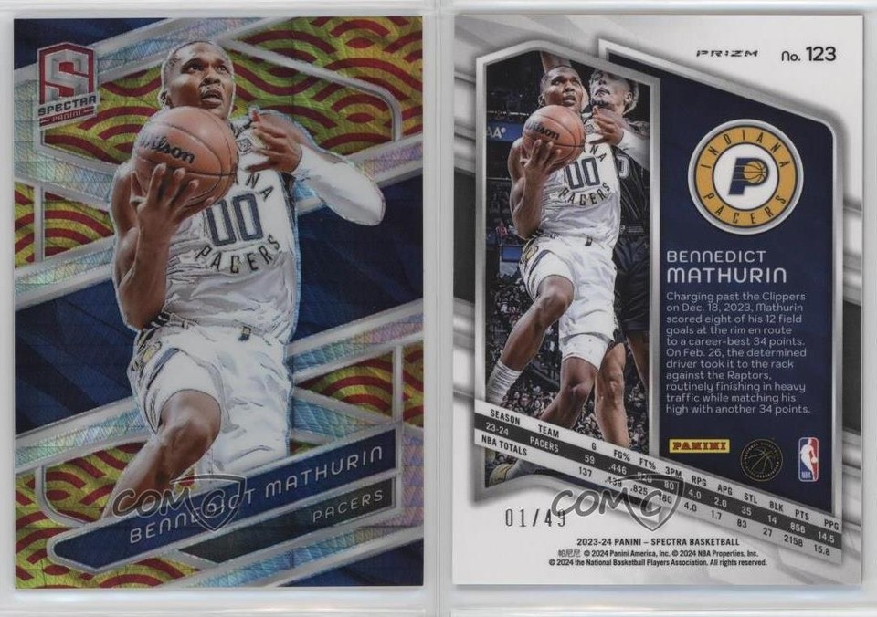 2023 Spectra International Red & Yellow Prizm 1/49 Bennedict Mathurin ...