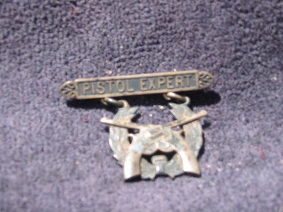 Spanish American War USMC Marksman Pistol Expert Shooter Pin Badge ...