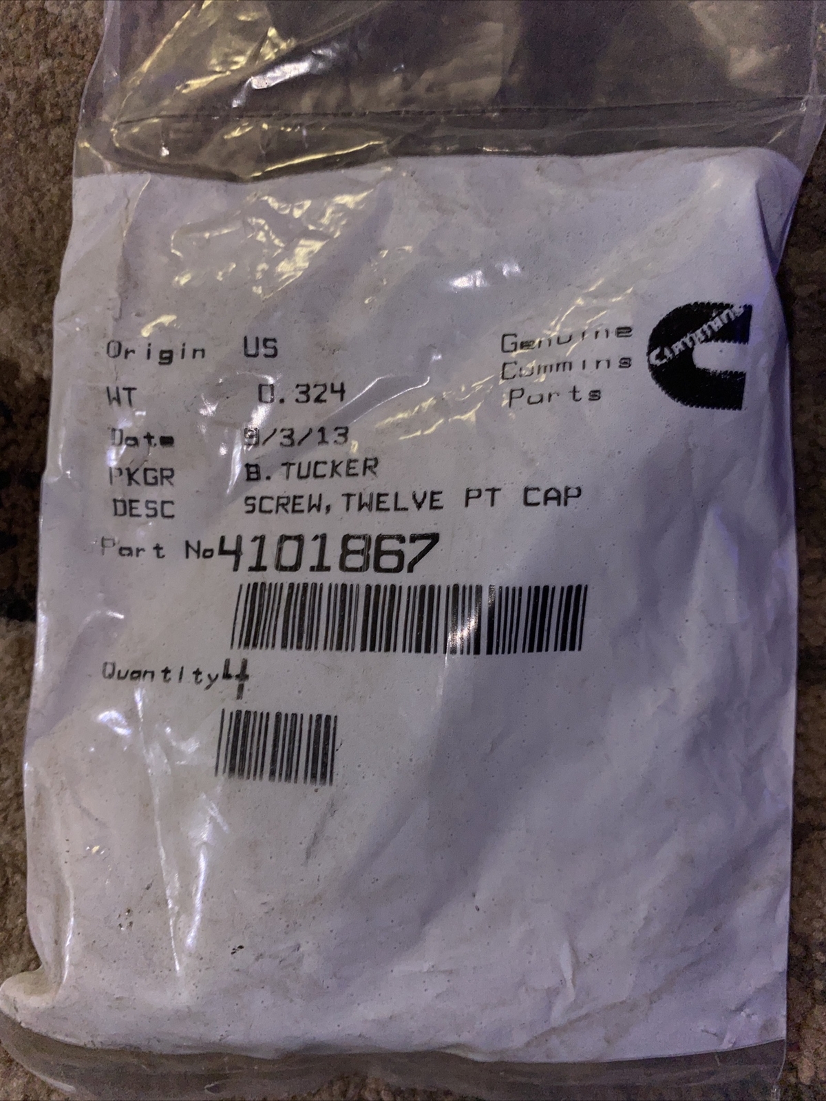 Genuine Cummins 4101867 Screw Twelve Point Cap for sale online | eBay